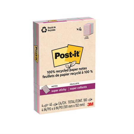 Post-it® Super Sticky Recycled Notes - Wanderlust Pastels