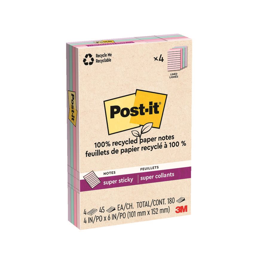 Post-it® Super Sticky Recycled Notes - Wanderlust Pastels