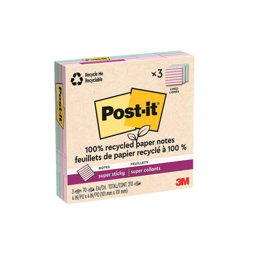 Post-it® Super Sticky Recycled Notes - Wanderlust Pastels